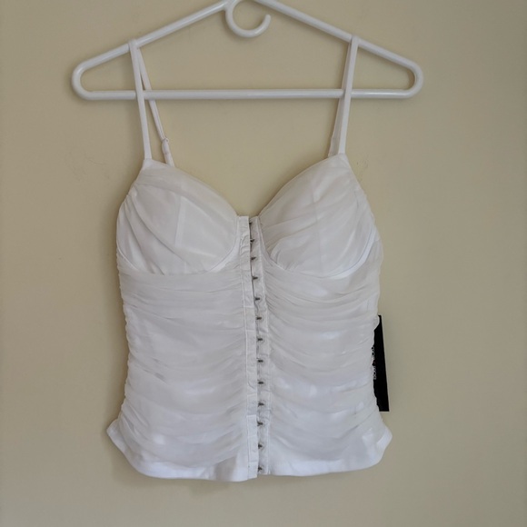 Moa Moa | Tops | Moa Moa Large White Ruched Hookandeye Top | Poshmark